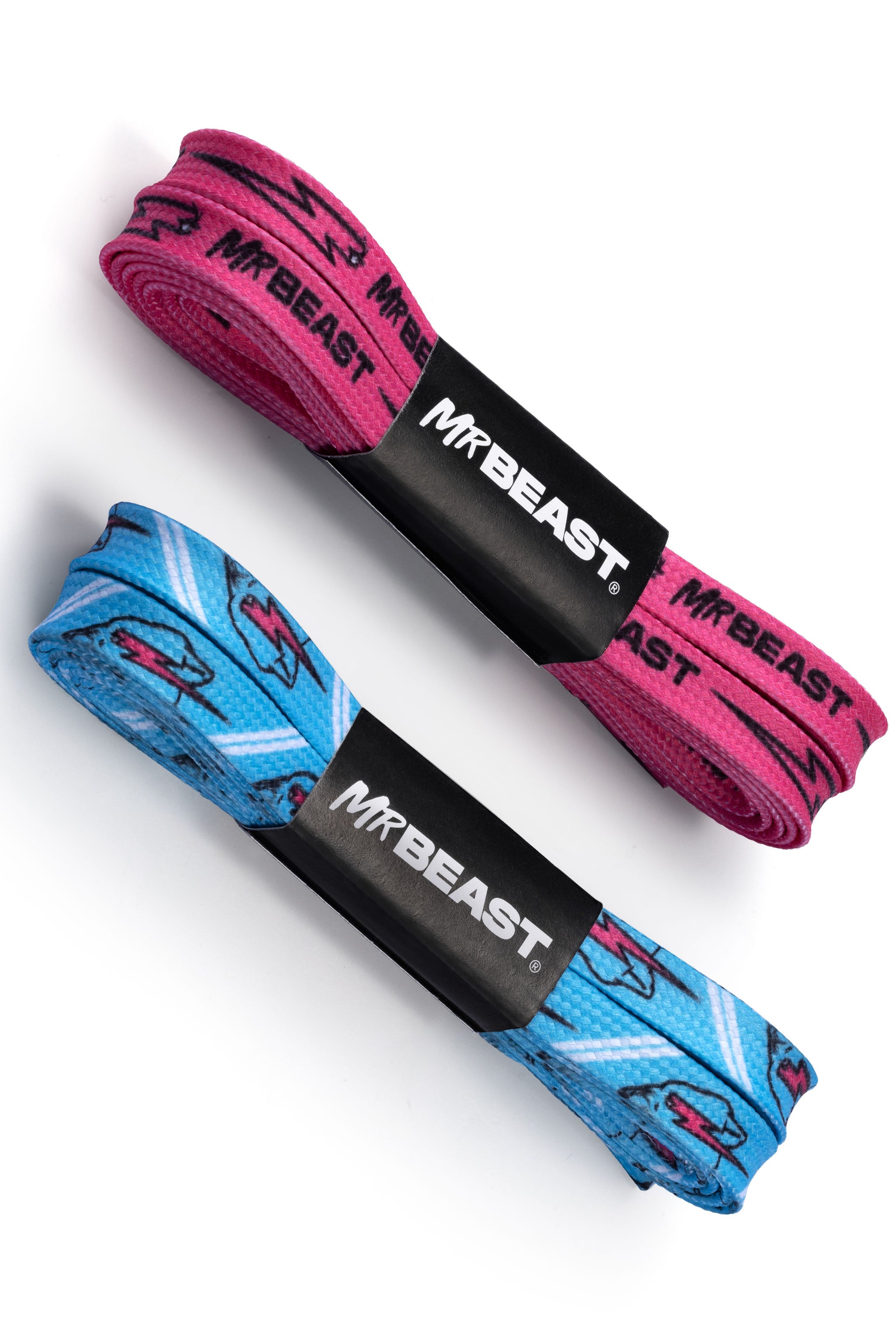 MRBEAST SHOELACE SET - 2 PACK - PINK/BLUE – MrBeast.store