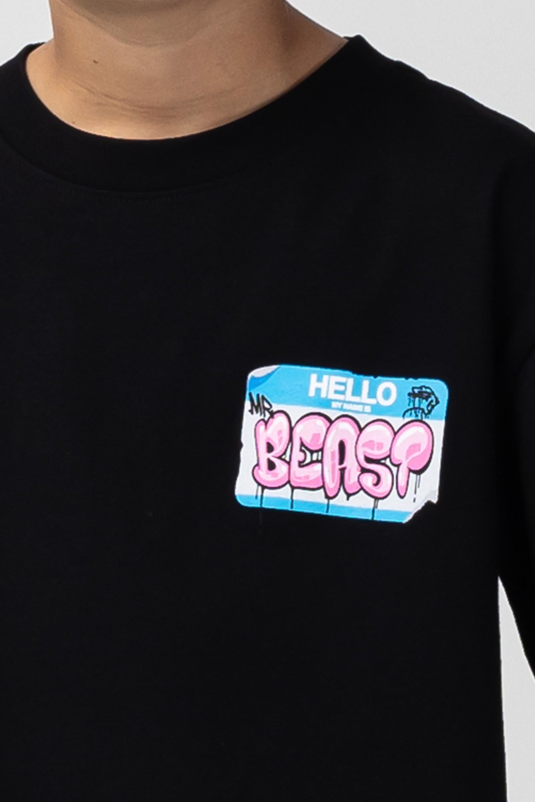 KIDS "HELLO MY NAME IS" TEE - BLACK – MrBeast.store
